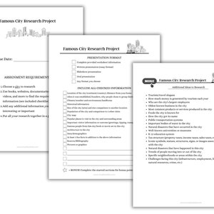 Famous City Research Project: Homeschool Unit Study (PDF Download) - Etsy