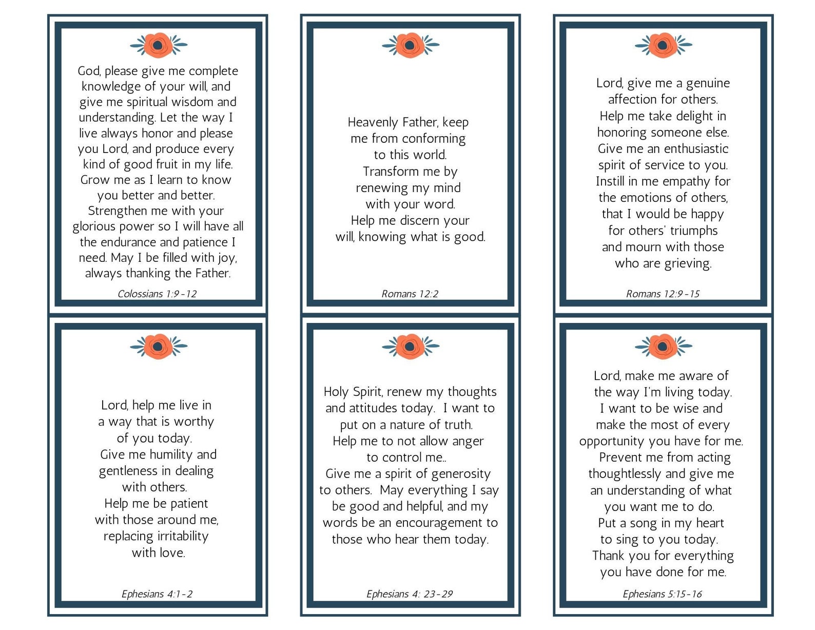 Monthly Prayer Cards, Scripture Prayer Cards, Bible Verses to Pray - Etsy