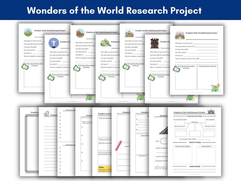 Wonders of the World Research Project: Homeschool Unit Study (PDF Files ...
