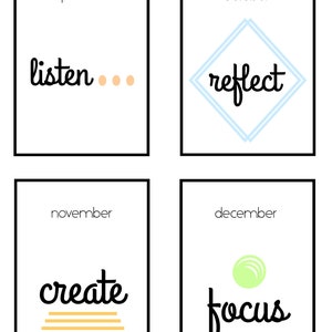 Monthly Focus Word Cards - Set of 12 - Digital Download - Etsy