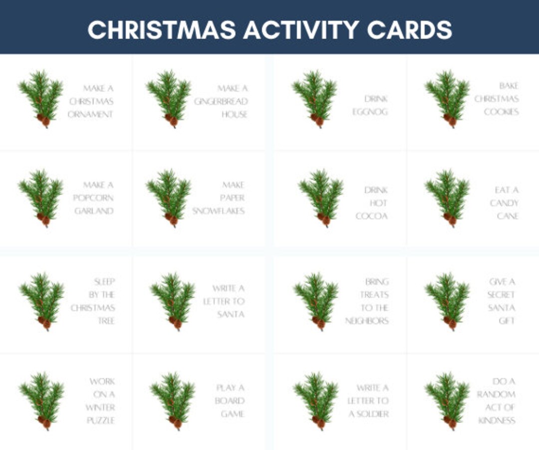 Christmas Fun List | Christmas Activity Cards | Advent Activities - Etsy