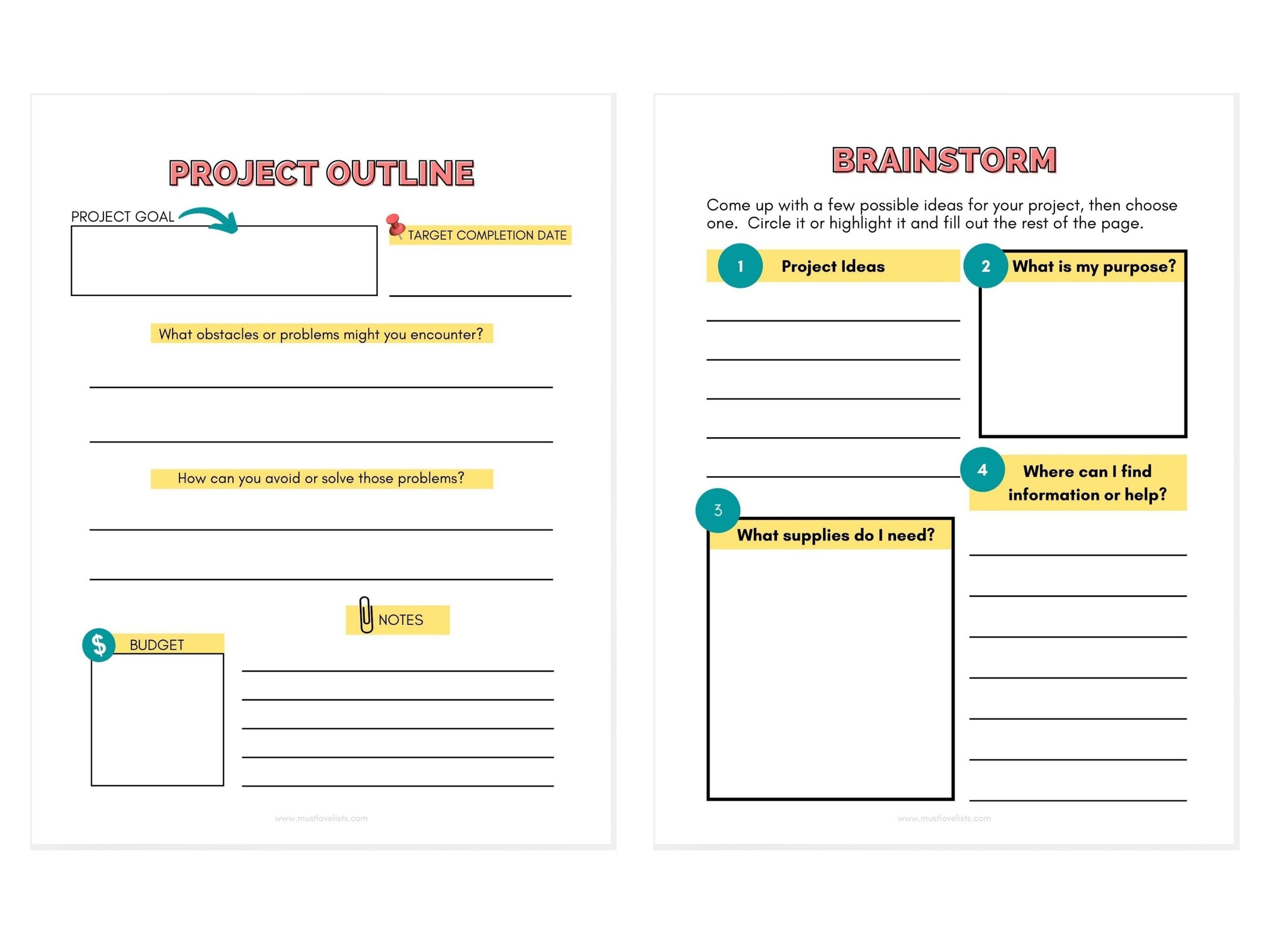 Student Project Planner, Project Planner for Kids, Project Planning ...