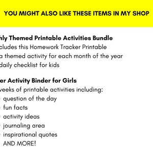 Kids Homework Tracker: Assignment Organizer & Help Resources (PDF) - Etsy