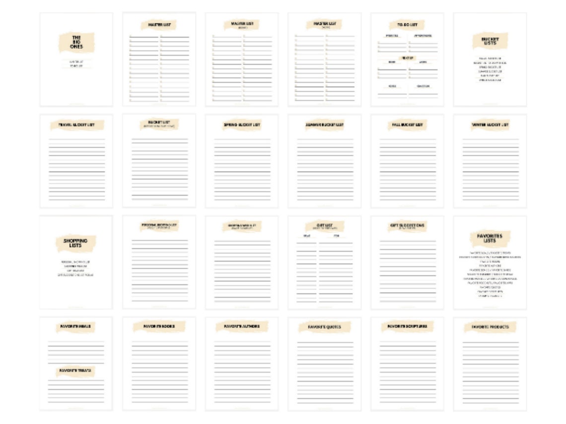 Ultimate Organizing List Pack, Household Lists, Favorites Lists, To-do ...