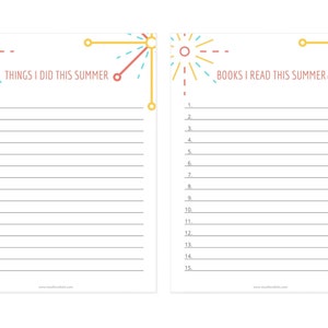 Sweet Summer Time Kids Journal Pages, Summer Reading Log, Weekly ...