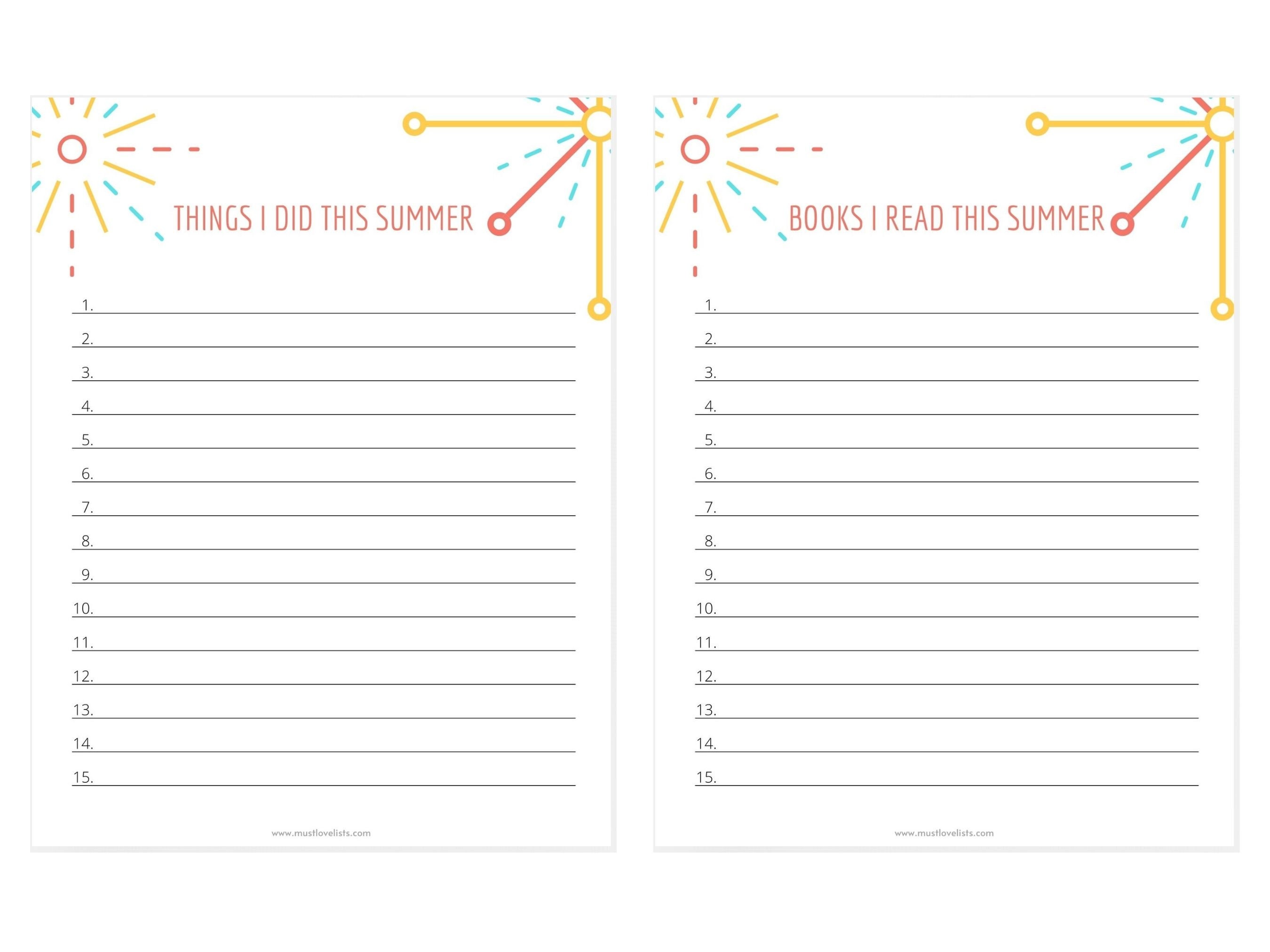 Sweet Summer Time Kids Journal Pages, Summer Reading Log, Weekly ...