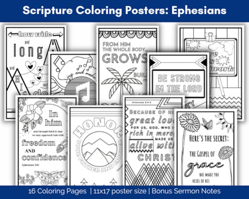Ephesians Scripture Coloring Posters, Sunday School Coloring Poster - Etsy