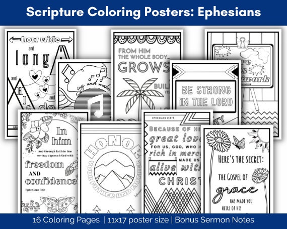 Ephesians Scripture Coloring Posters, Sunday School Coloring Poster - Etsy