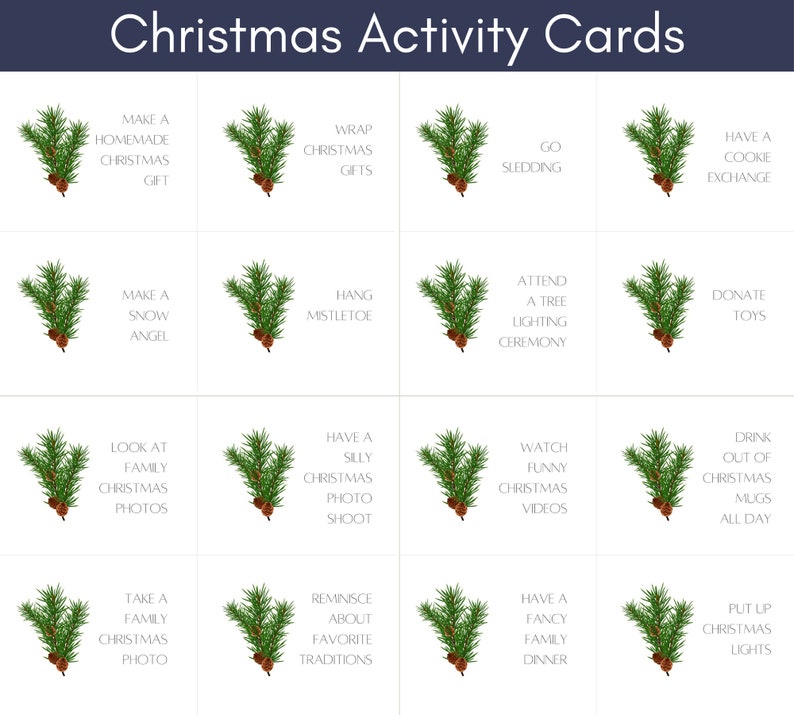 Christmas Fun List | Christmas Activity Cards | Advent Activities - Etsy