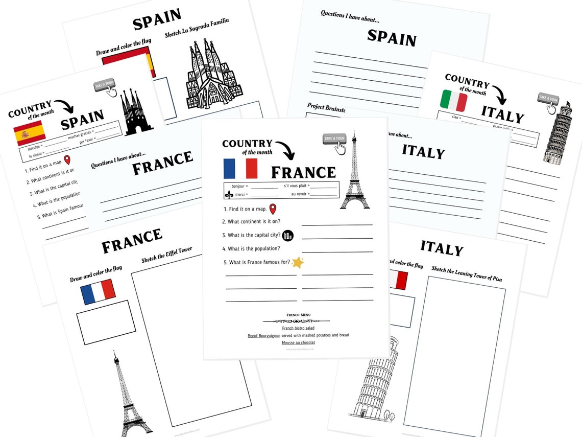 Country of the Month Printables, Countries of the World Mini-unit ...