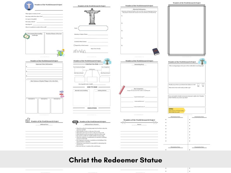 Wonders of the World Research Project: Homeschool Unit Study (PDF Files ...