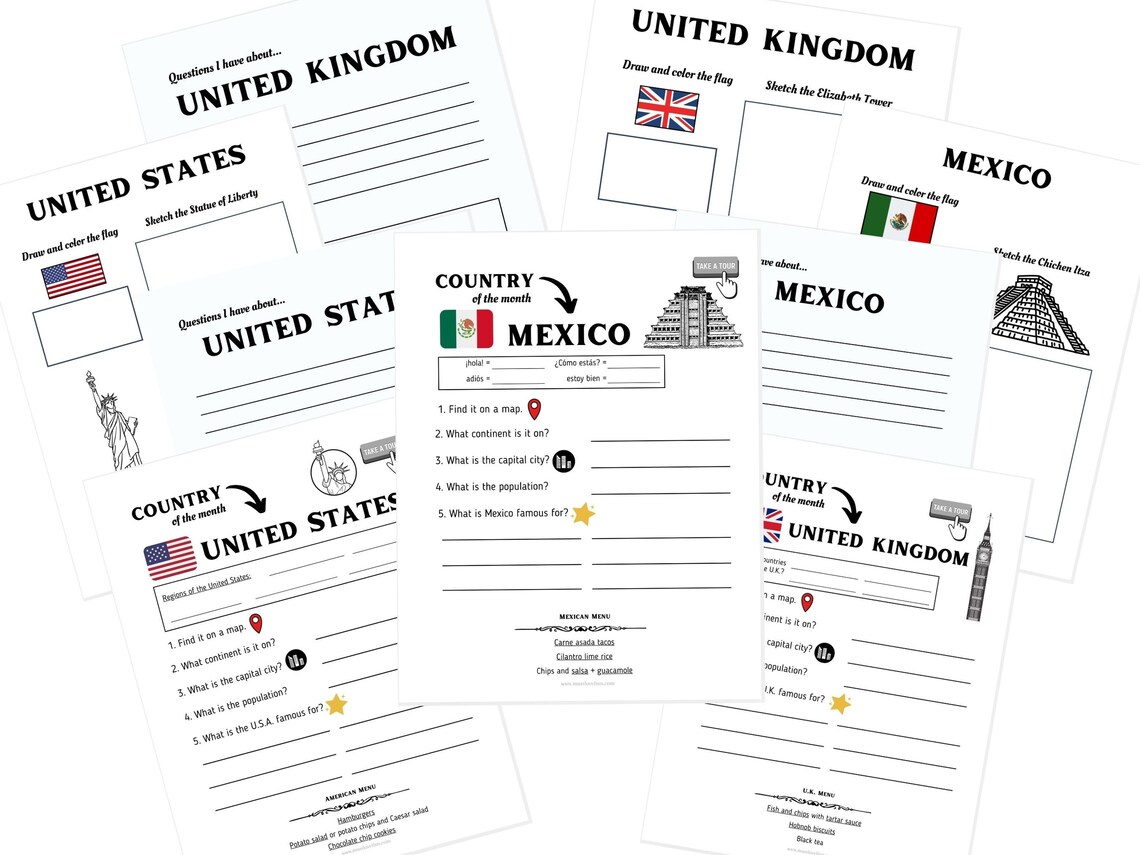 Country of the Month Printables, Countries of the World Mini-unit ...