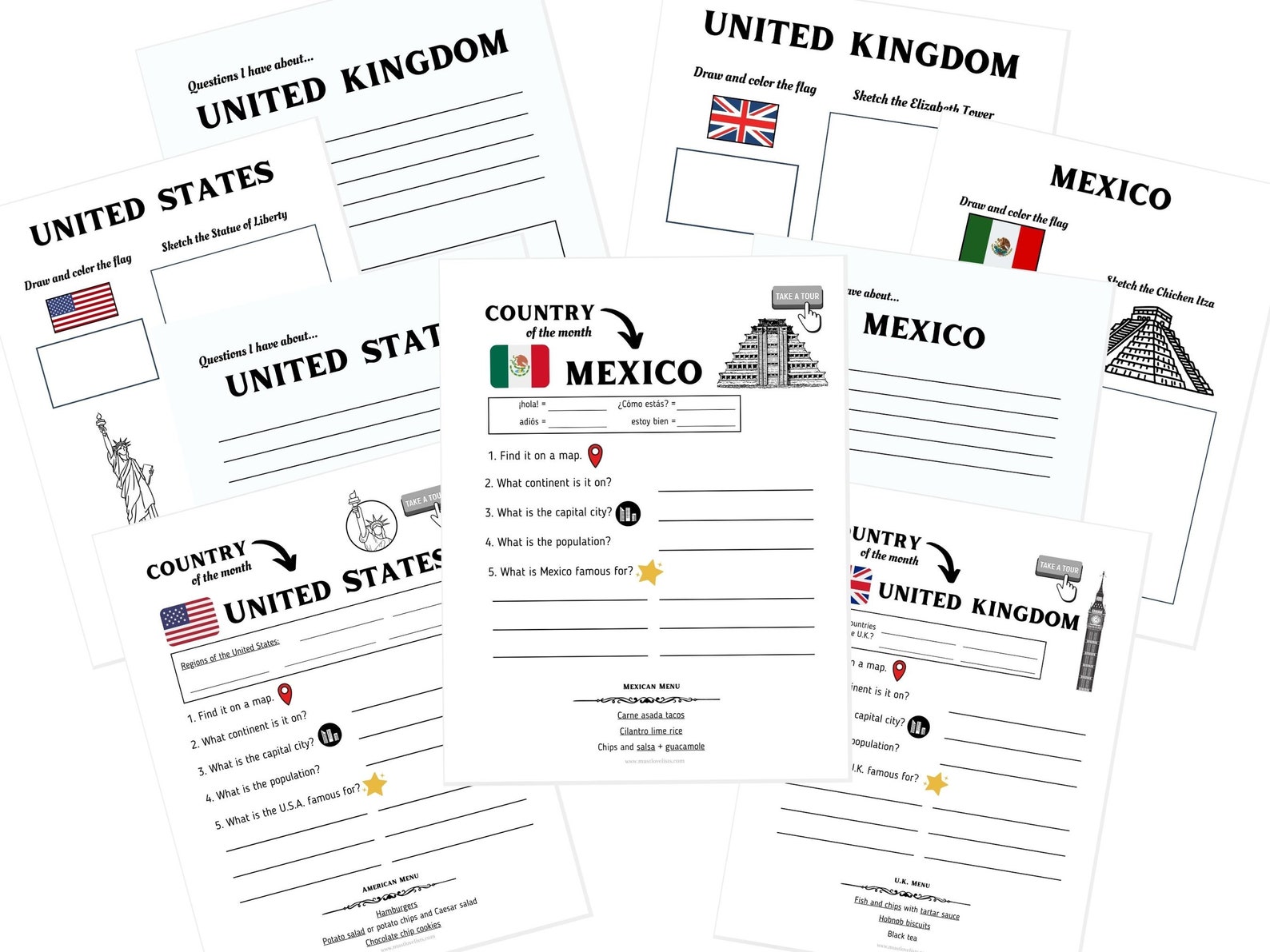 Country of the Month Printables, Countries of the World Mini-unit ...