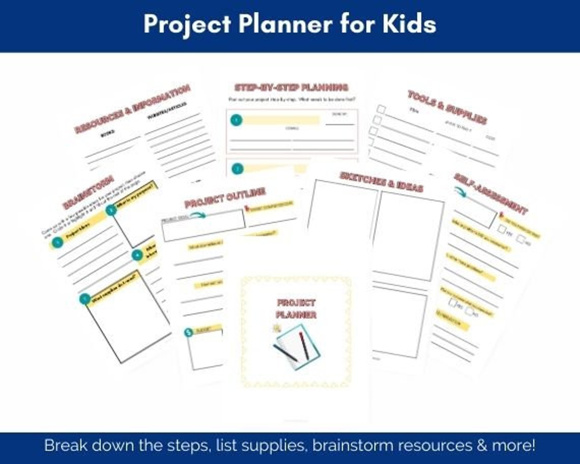 Student Project Planner, Project Planner for Kids, Project Planning ...