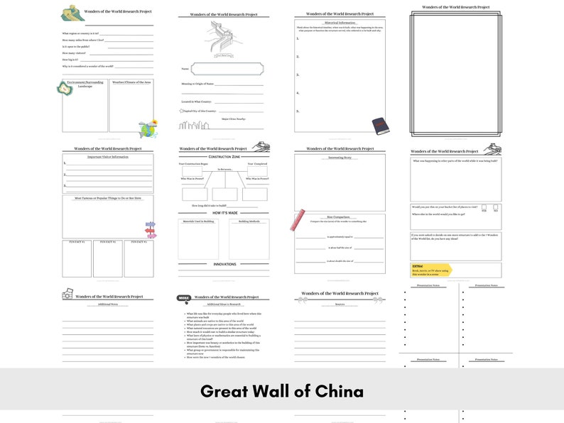 Wonders of the World Research Project: Homeschool Unit Study (PDF Files ...