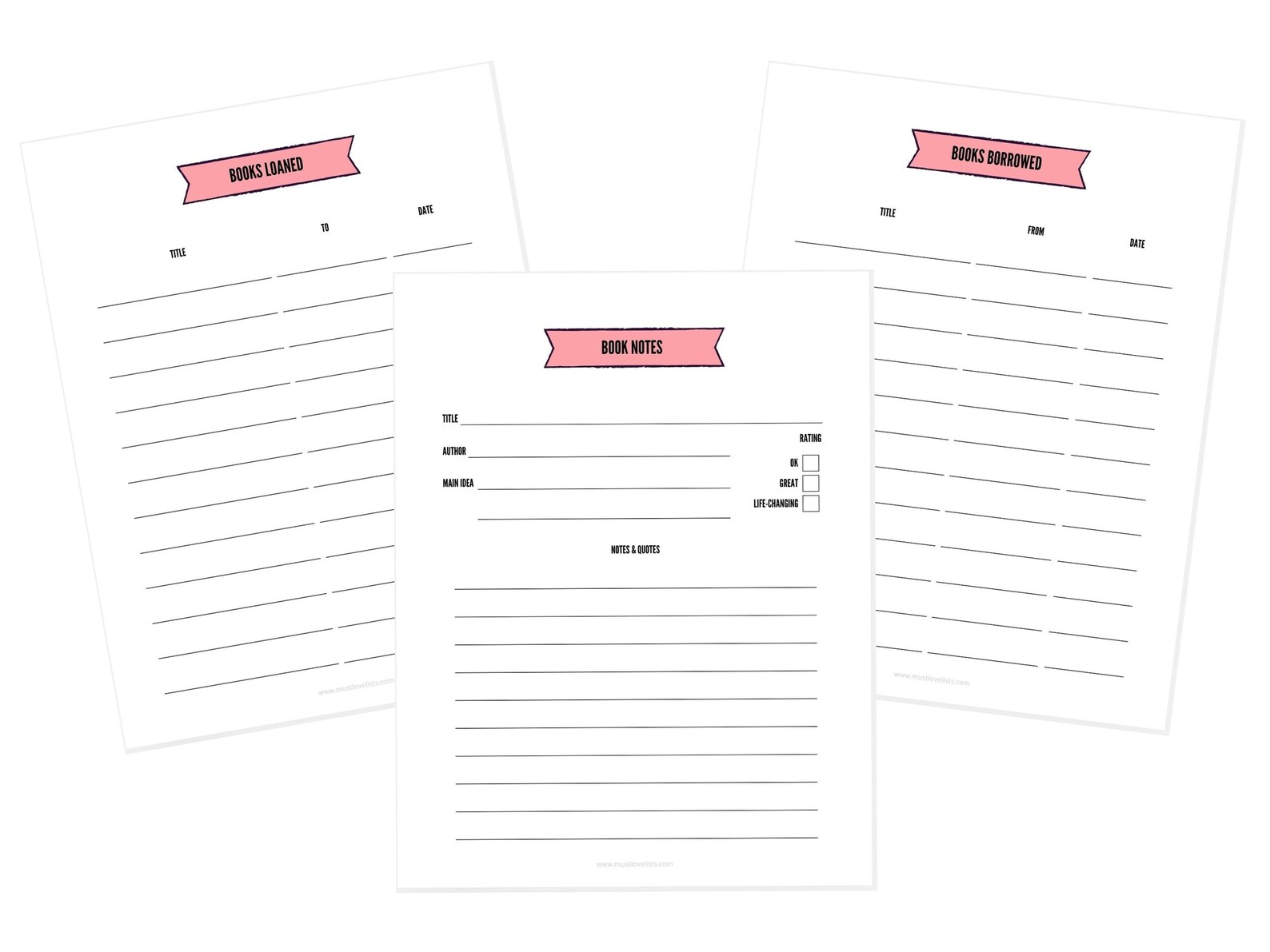 Reading Log Bundle Book Lover Bundle Book Notes Bookshelf - Etsy