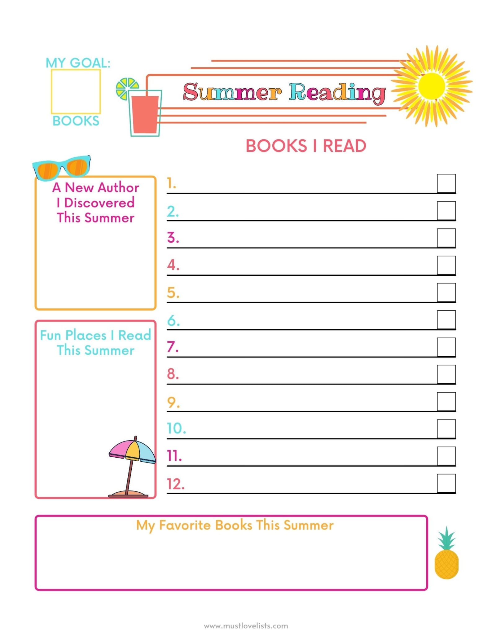 Kids' Summer Reading Log, Summer Reading Tracker - Etsy