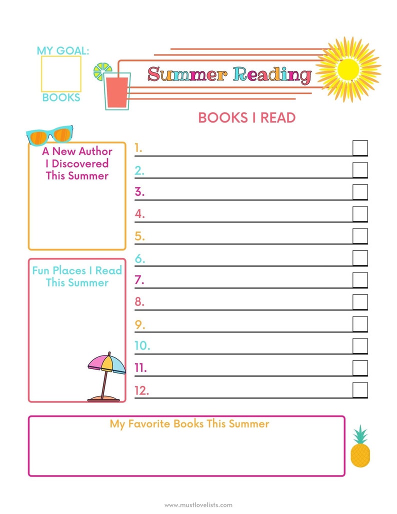 Kids' Summer Reading Log, Summer Reading Tracker - Etsy