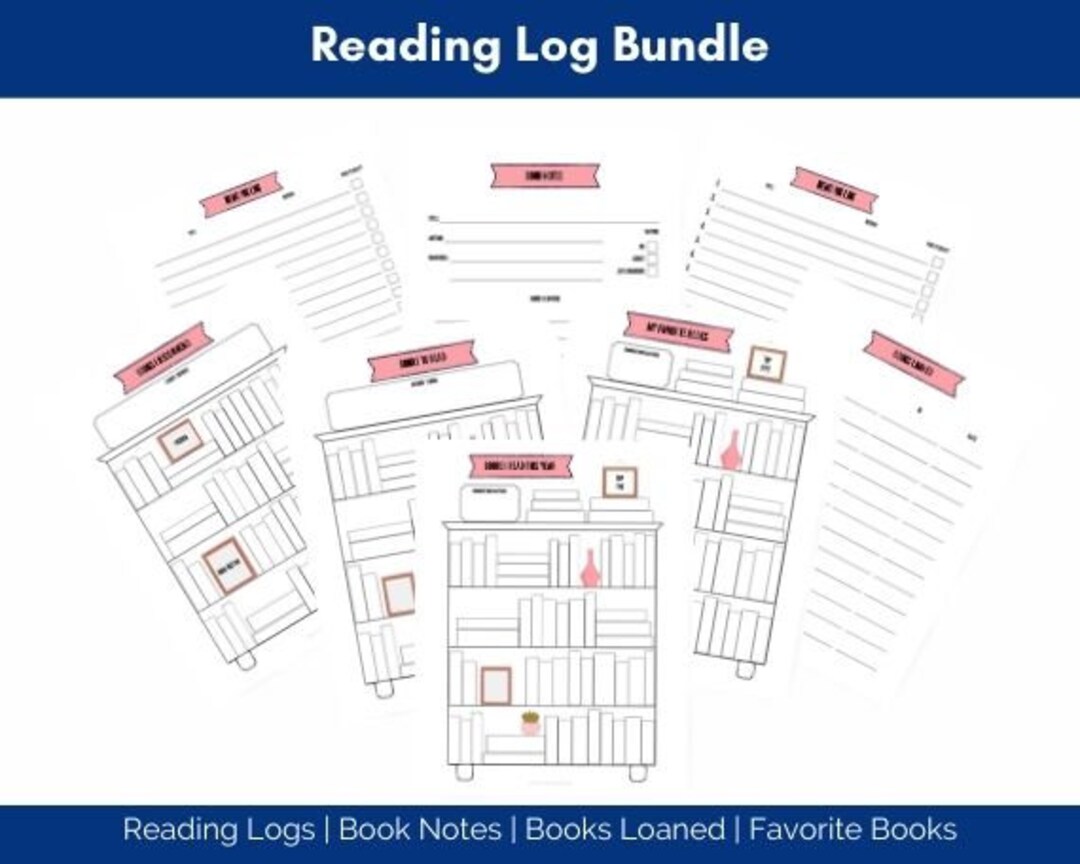 Reading Log Bundle, Book Lover Bundle, Book Notes, Bookshelf List - Etsy