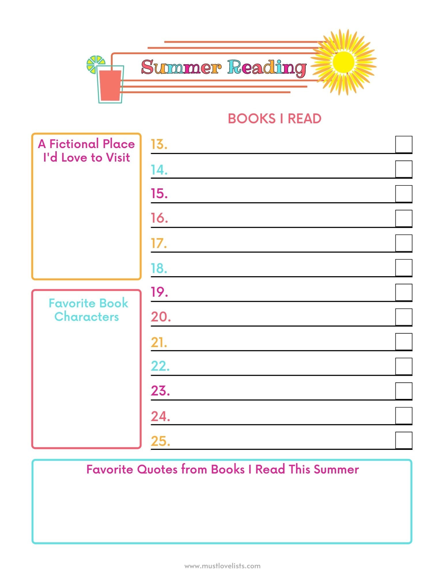 Kids' Summer Reading Log, Summer Reading Tracker - Etsy