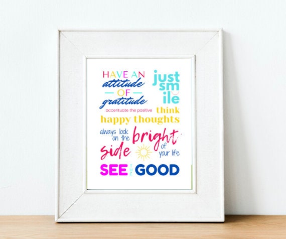 Happy Thoughts Positive Thinking Smile Attitude of | Etsy