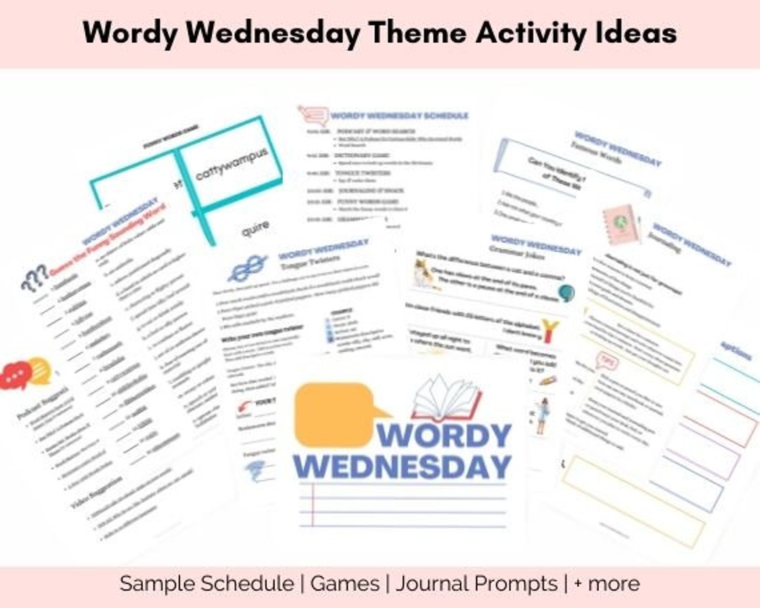 Wordy Wednesday Homeschool Theme Day, English Class Word Activities - Etsy