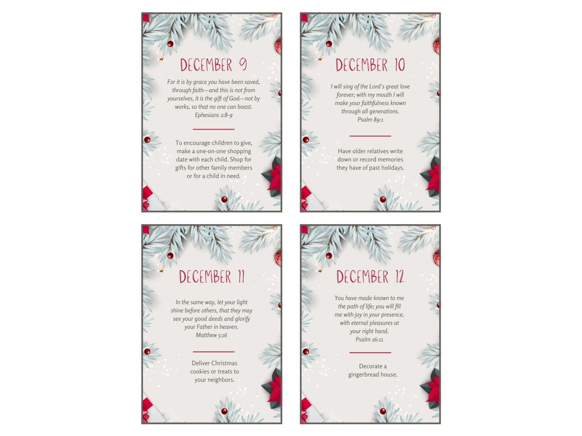 Christmas Countdown Scripture Cards, Christmas Joy and Peace Bible ...