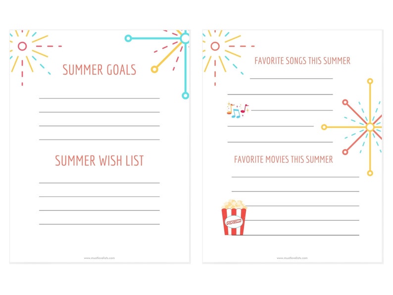 Sweet Summer Time Kids Journal Pages, Summer Reading Log, Weekly ...