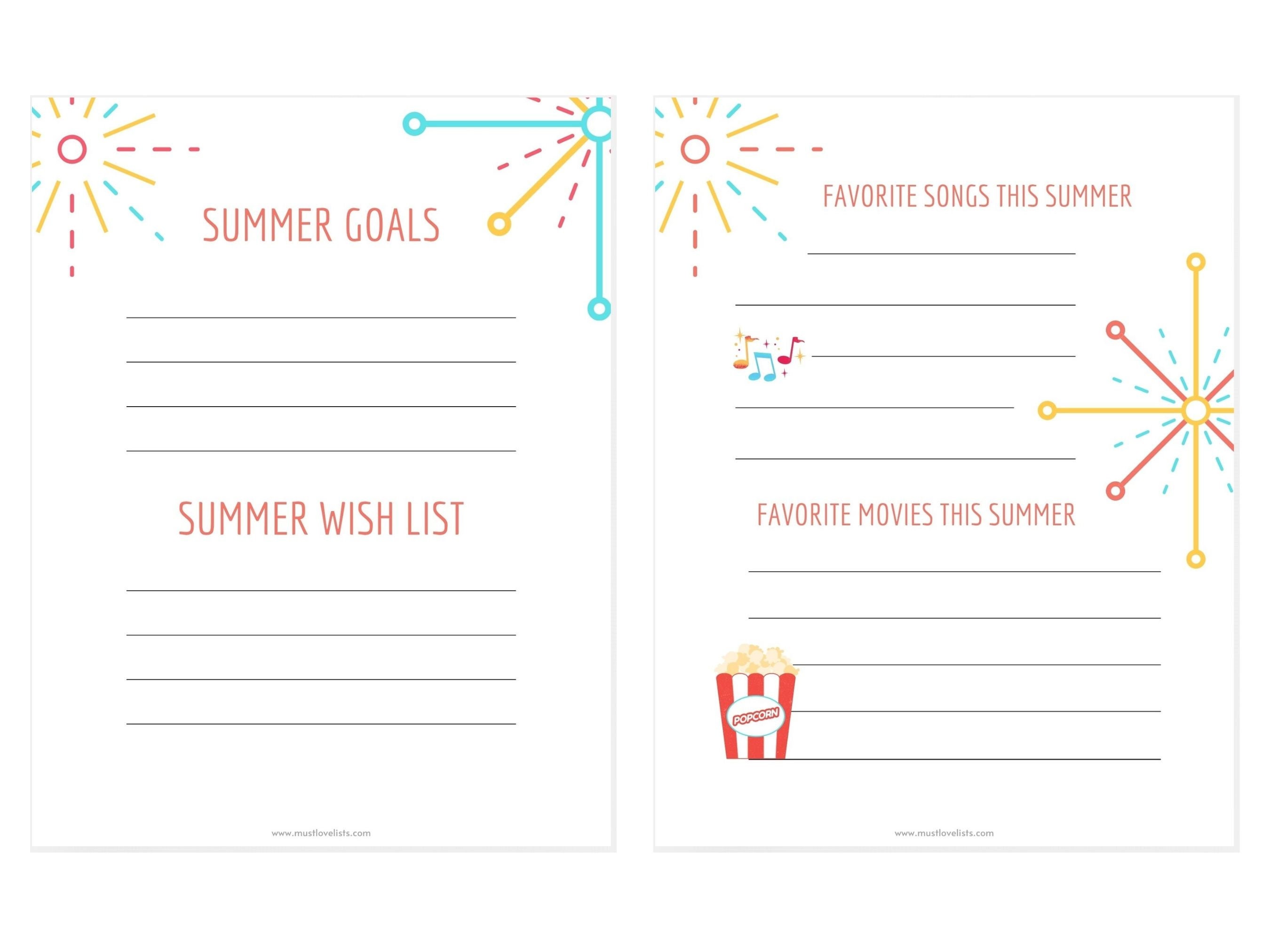 Sweet Summer Time Kids Journal Pages, Summer Reading Log, Weekly ...