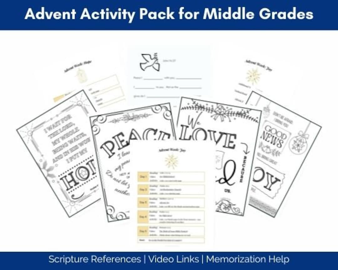 Advent Activity Pack for Middle Grades, Homeschool Advent Unit Study ...