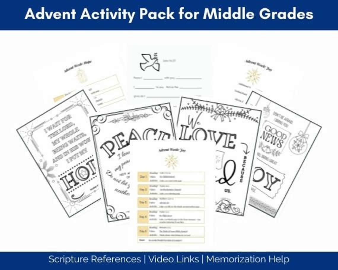 Advent Activity Pack for Middle Grades, Homeschool Advent Unit Study ...
