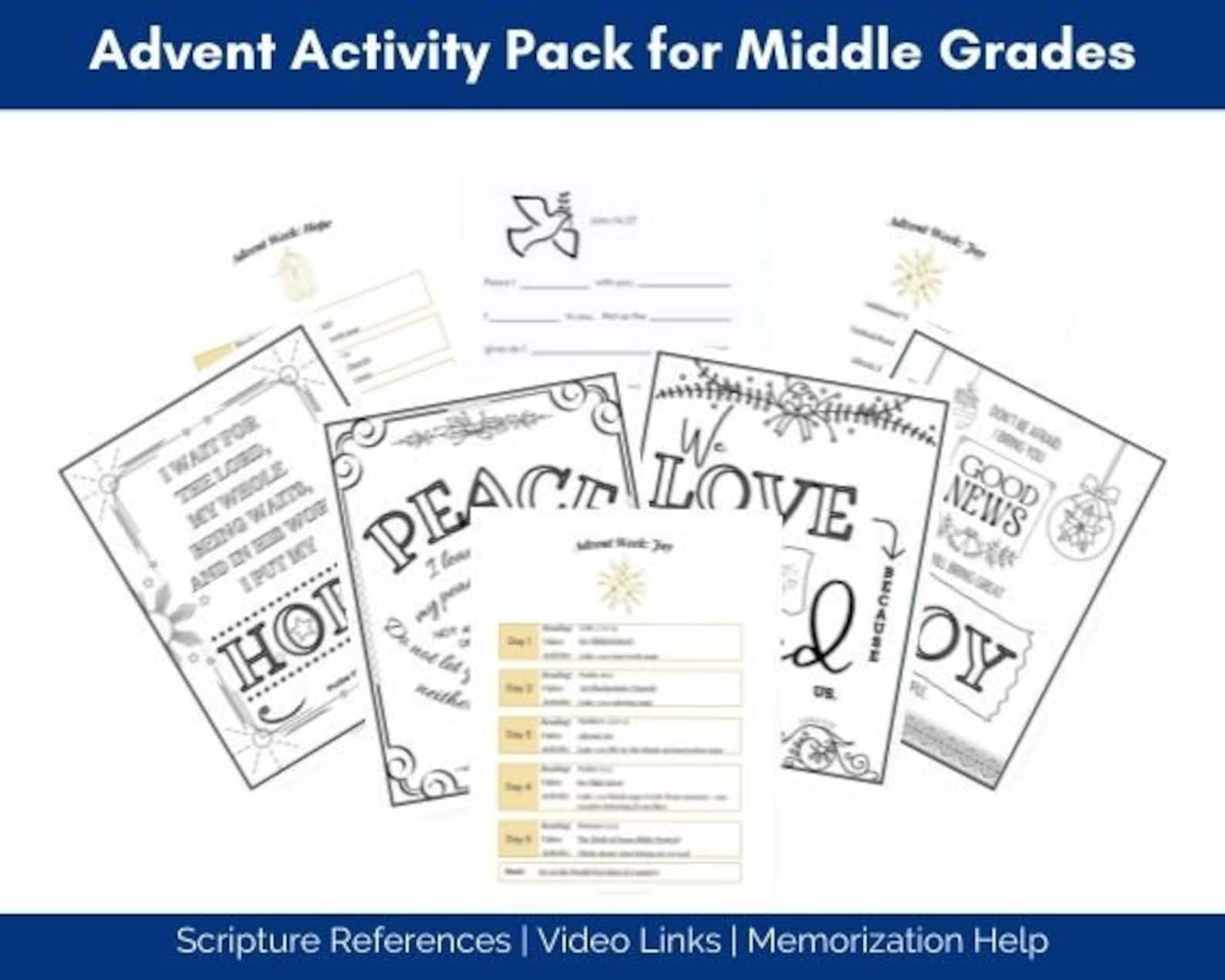 Advent Activity Pack for Middle Grades, Homeschool Advent Unit Study ...