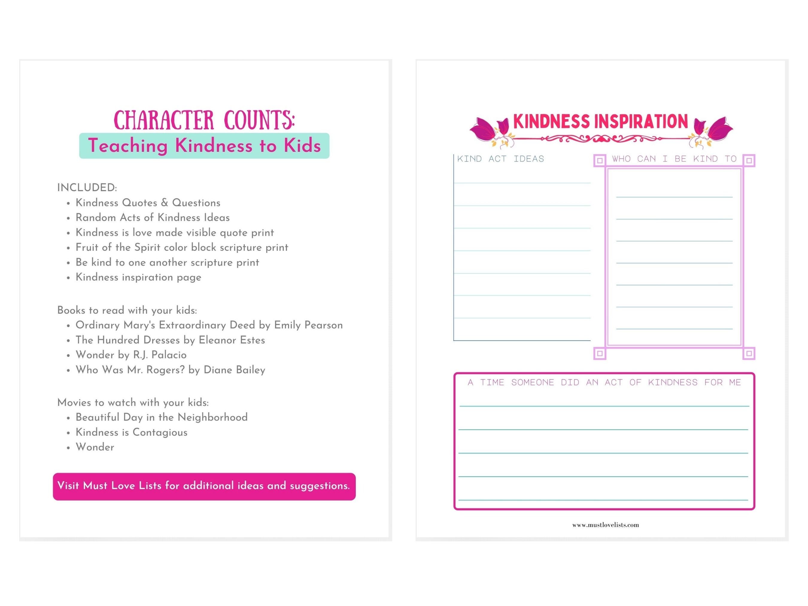 Kindness Printable Bundle, Random Acts of Kindness, Kindness Scripture ...