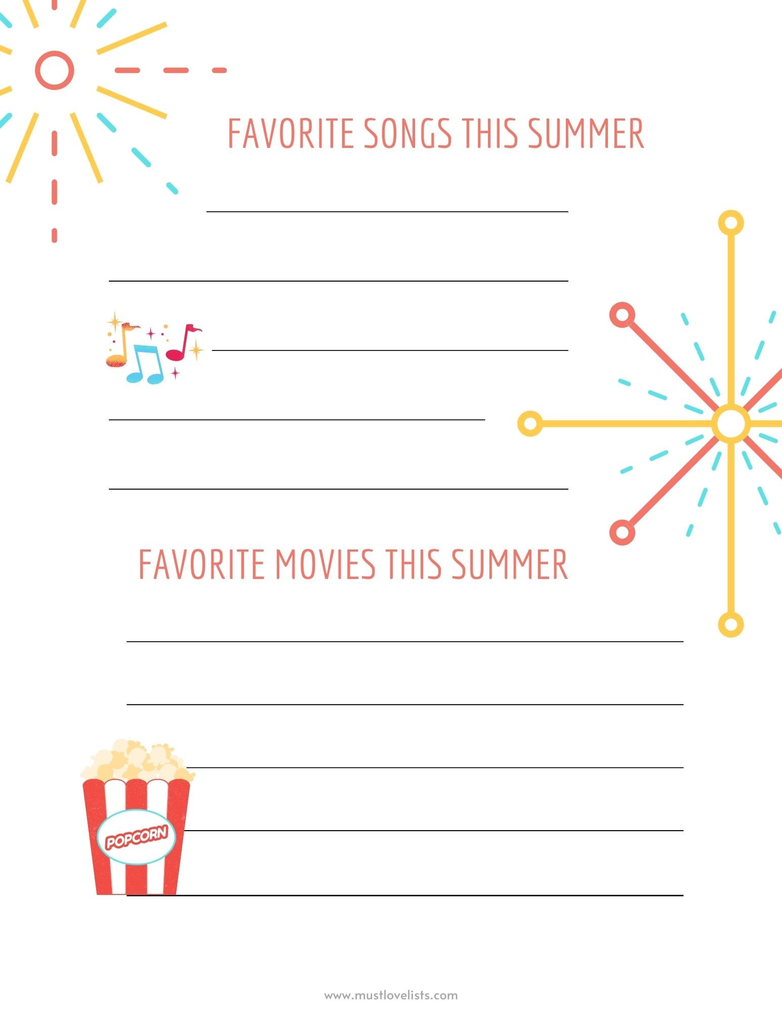 Sweet Summer Time Kids Journal Pages, Summer Reading Log, Weekly ...