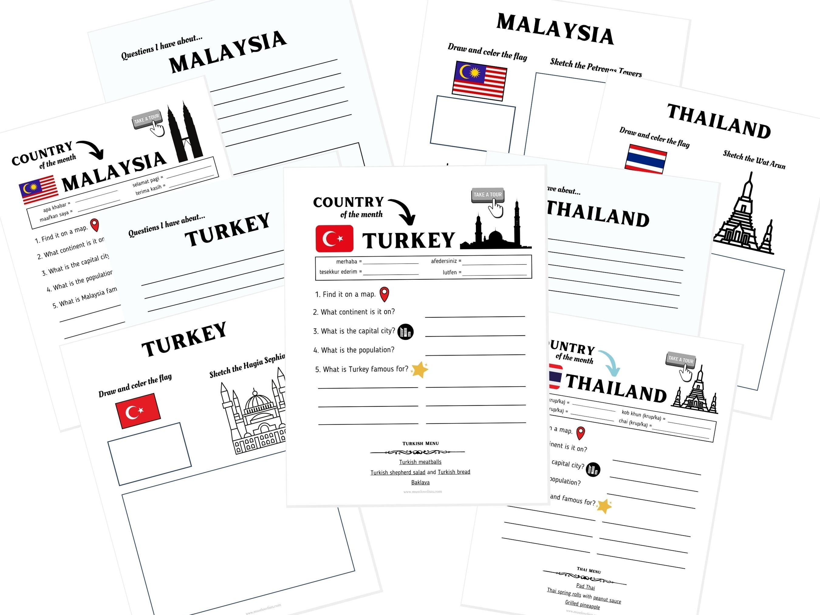 Country of the Month Printables, Countries of the World Mini-unit ...
