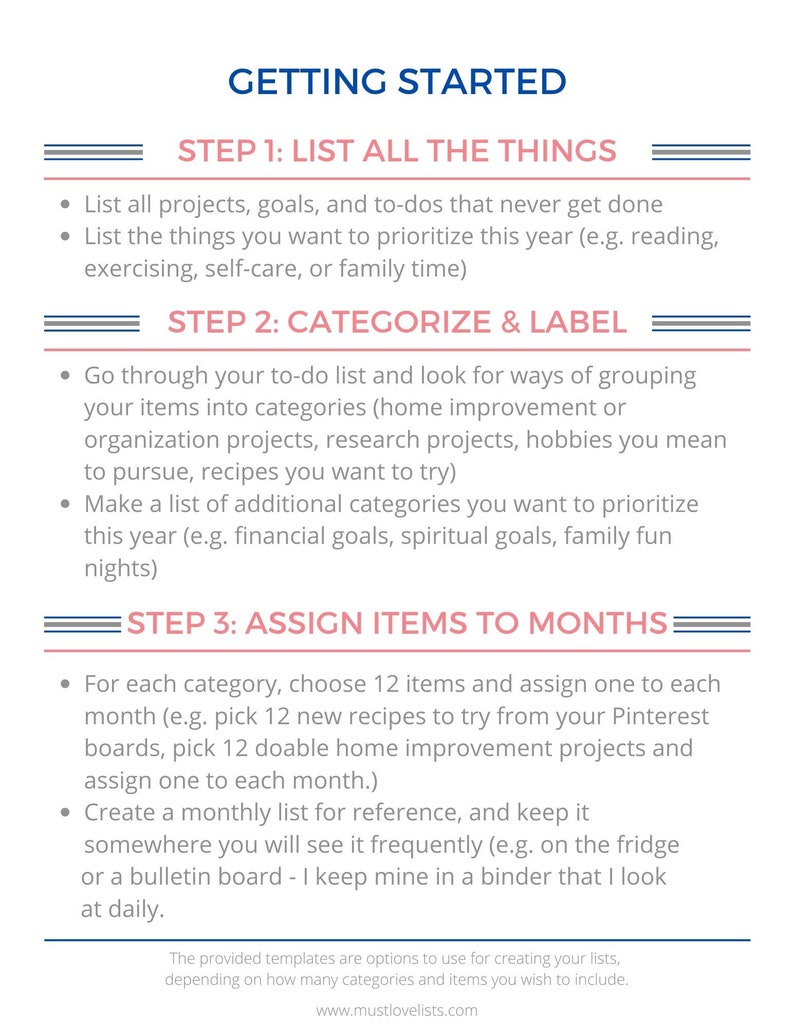 12 Month Priority Planning System, Monthly Planning Lists, Life ...