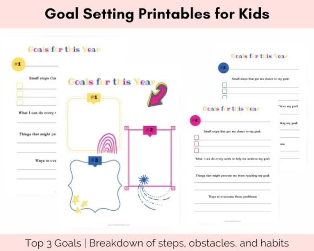 Goal Setting Worksheets for Kids, Student Goal Planner, Step-by-step to ...