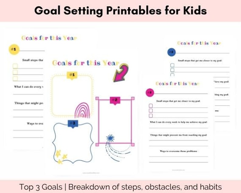 Goal Setting Worksheets for Kids, Student Goal Planner, Step-by-step to ...