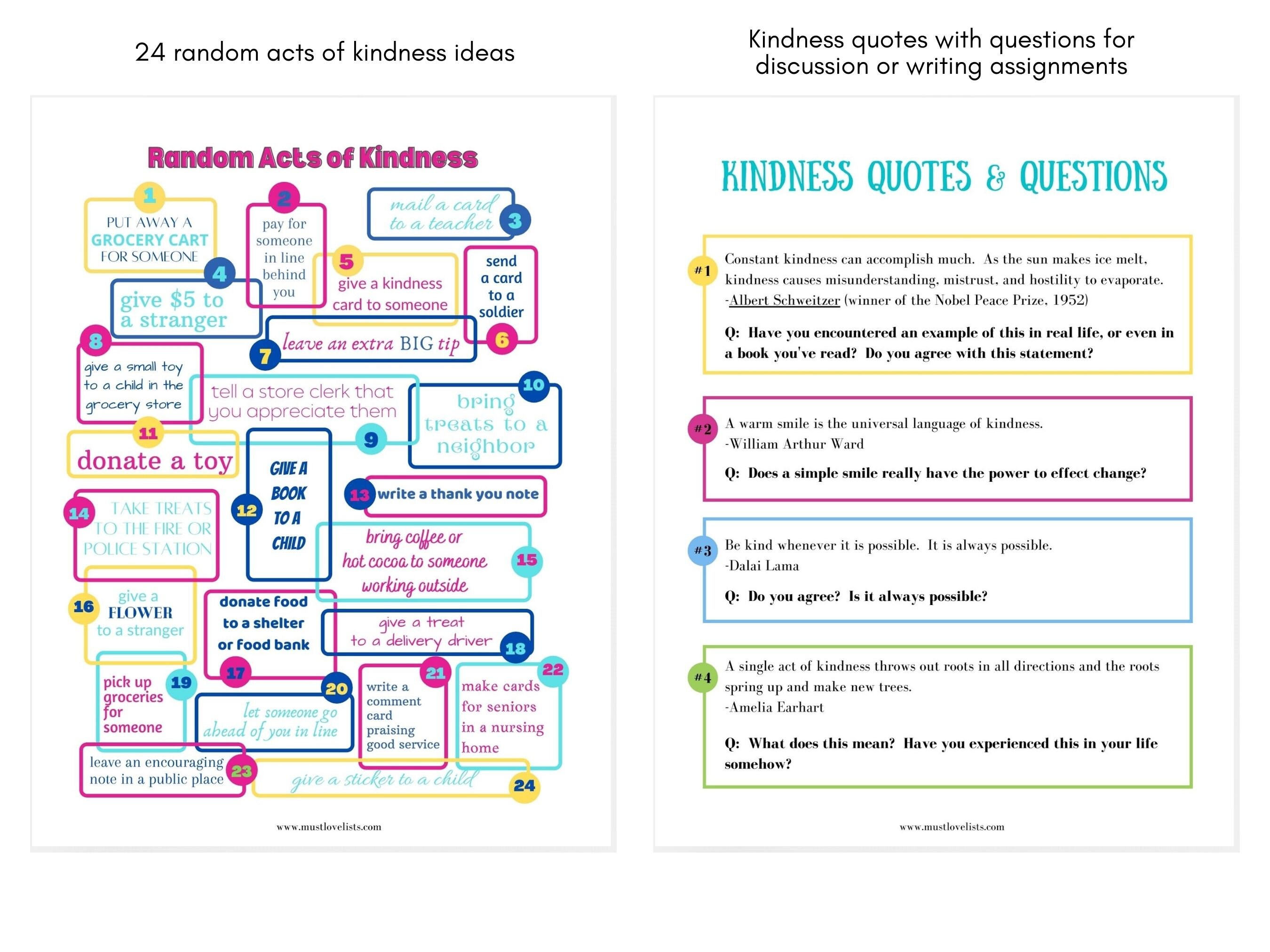 Kindness Printable Bundle, Random Acts of Kindness, Kindness Scripture ...