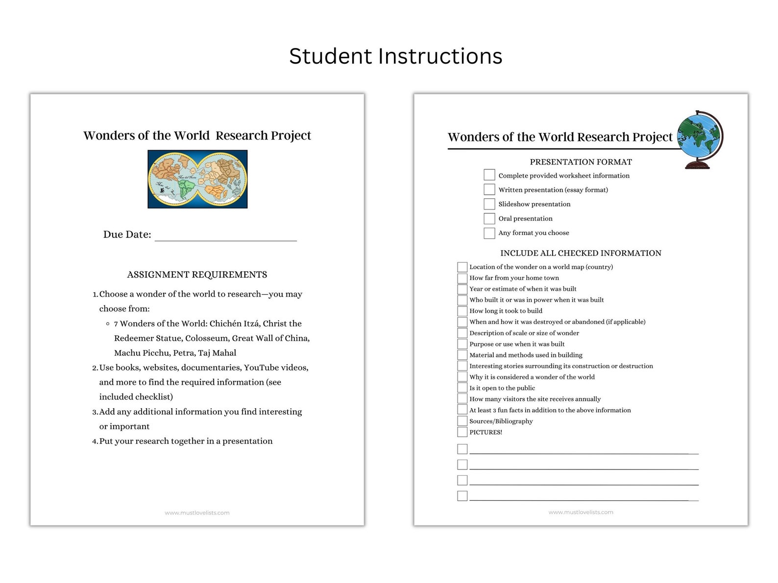 Wonders of the World Research Project: Homeschool Unit Study (PDF Files ...