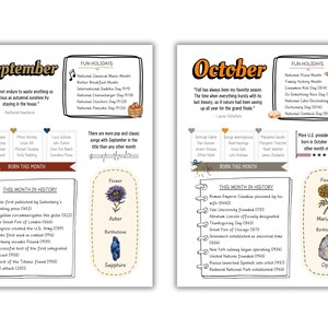 Birth Month Fun Facts Sheets & Cards (digital Download) - Etsy