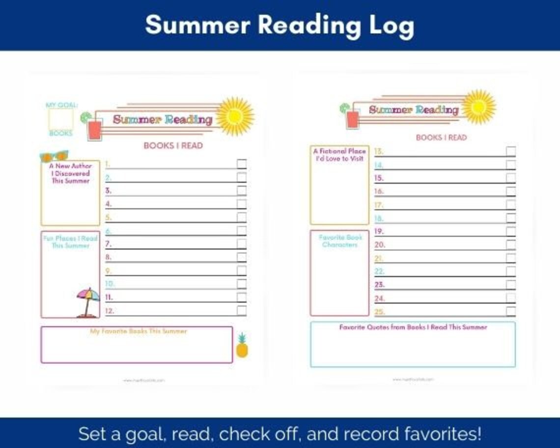 Kids' Summer Reading Log, Summer Reading Tracker - Etsy