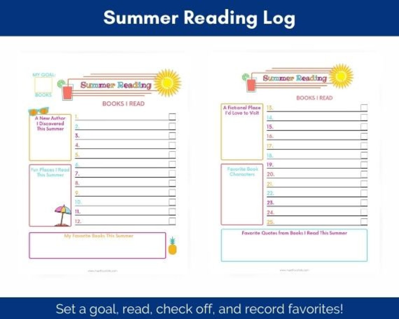 Kids' Summer Reading Log, Summer Reading Tracker - Etsy