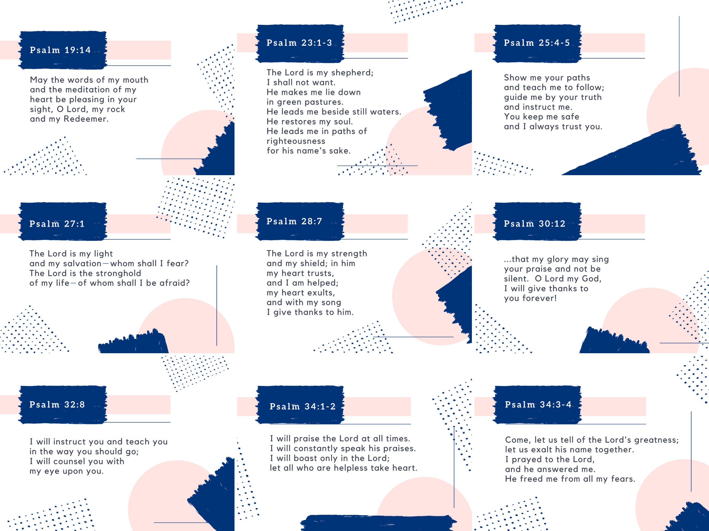 52 Scriptures From Psalms, Encouraging Scripture Cards, Weekly Bible ...