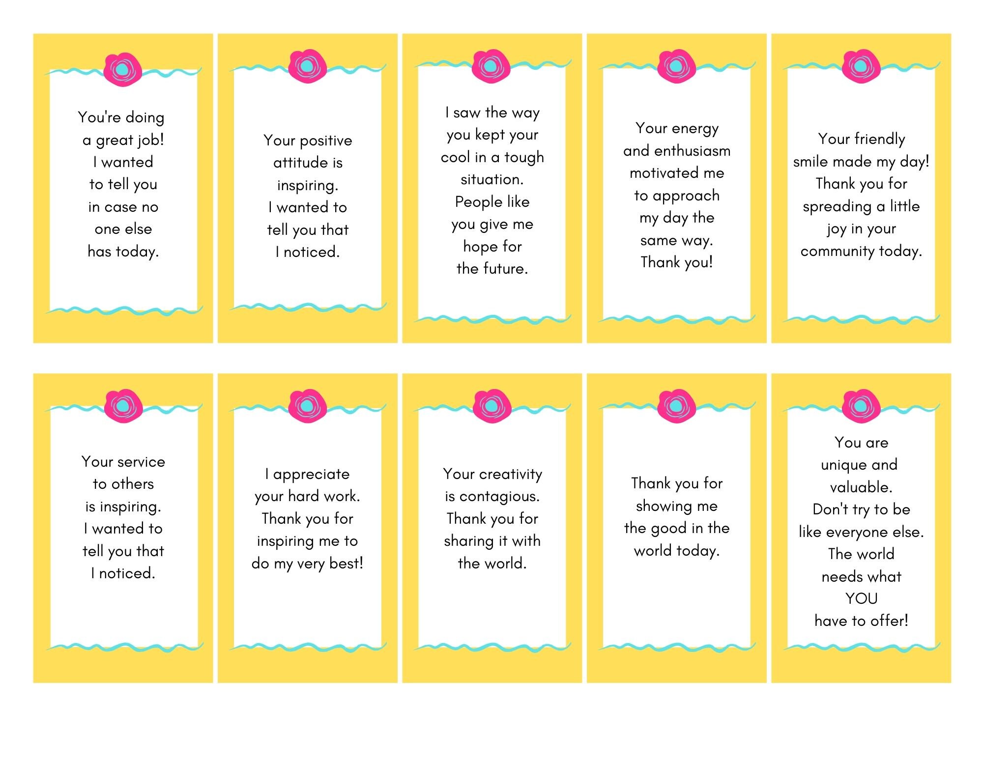 Kindness Cards - Set of 20 - Digital Download - Etsy