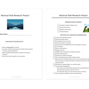 National Park Research Project: Homeschool Learning (PDF Download) - Etsy