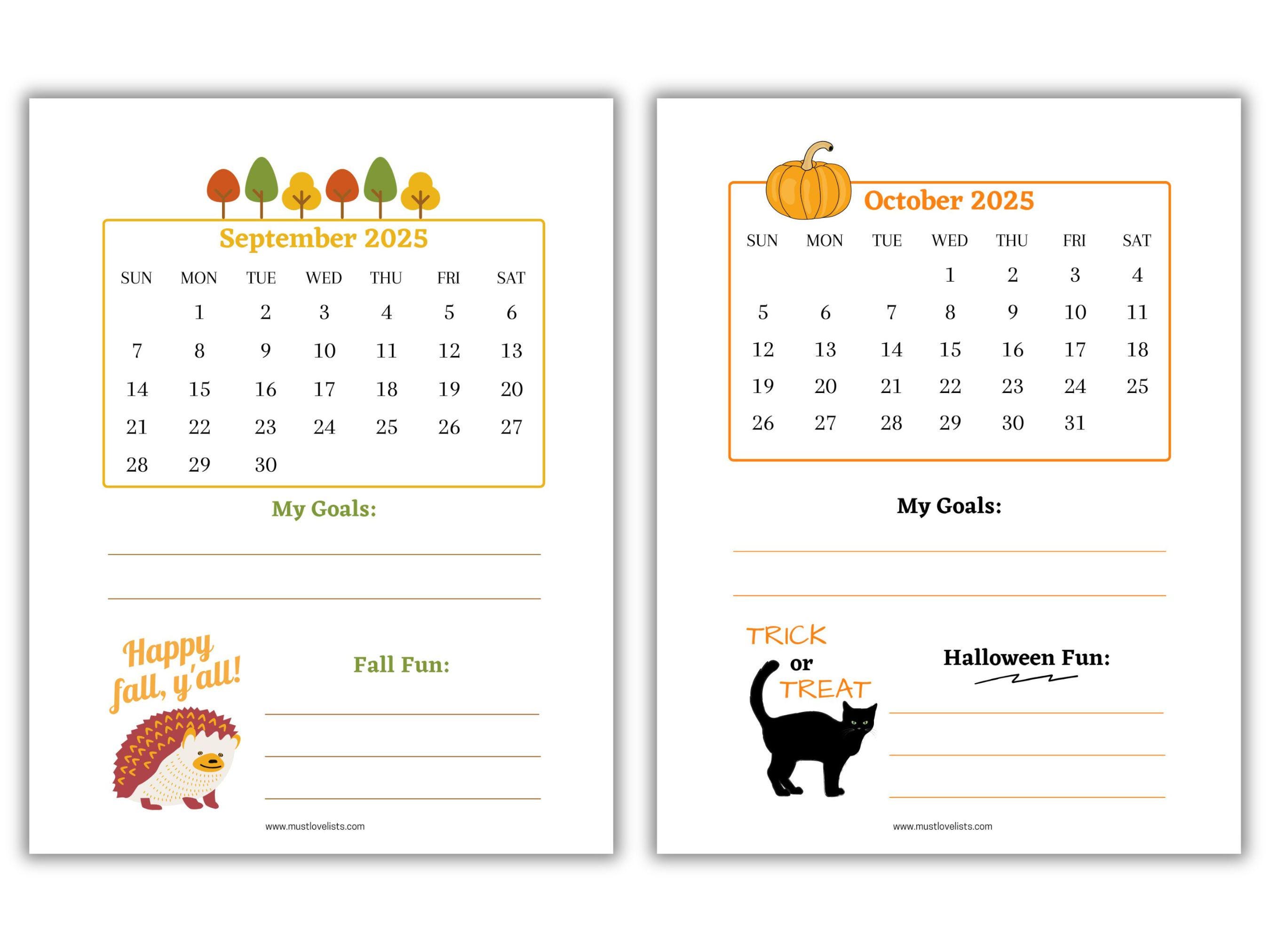 Monthly Cute Animal Calendar for Kids 2025, Printable Kids Calendar ...