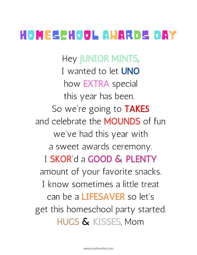 Homeschool Candy Award Sayings: End of Year Printable (PDF) - Etsy