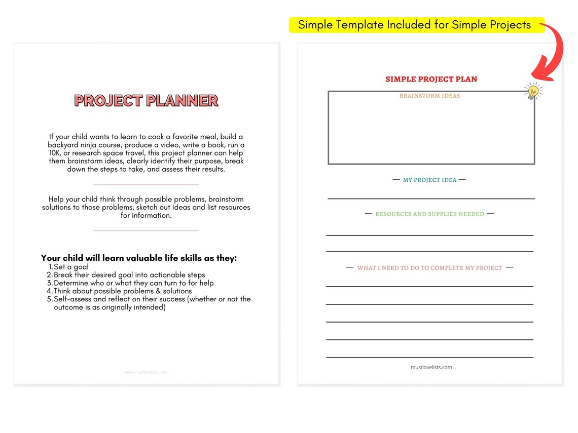 Student Project Planner, Project Planner for Kids, Project Planning ...