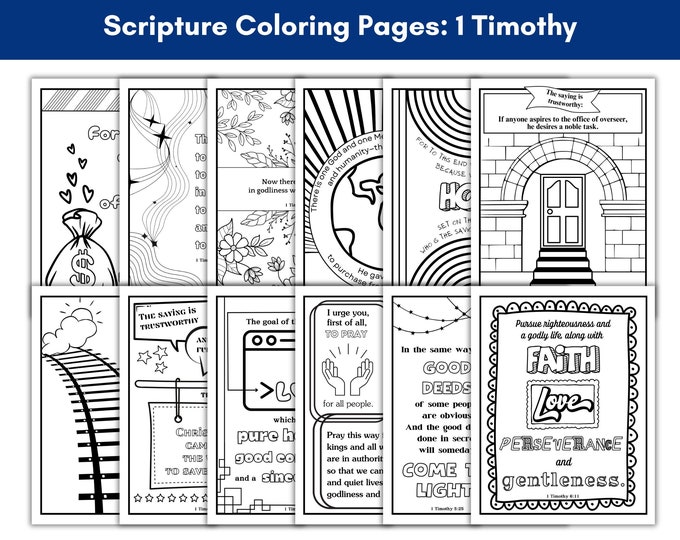 1 Timothy Scripture Coloring Pages: Sunday School Activities - Etsy